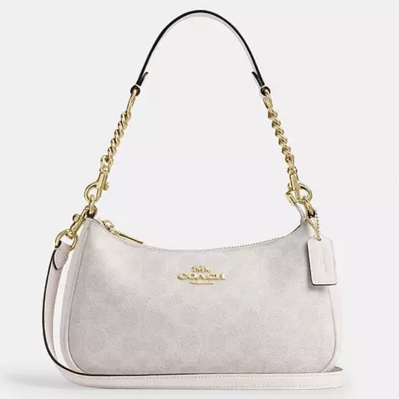 Coach | Bags | New Coach Teri Shoulder Bag In Cream With Gold Accents ...